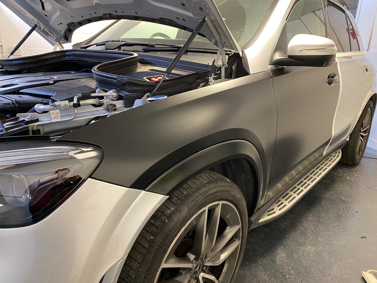 Mercedes Satin Black Vinyl Wrap | LADZ Wrap N Tint
